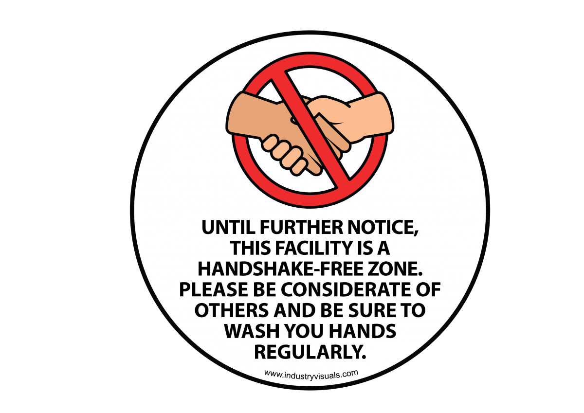 Handshake-Free Zone Reminder – Industry Visuals