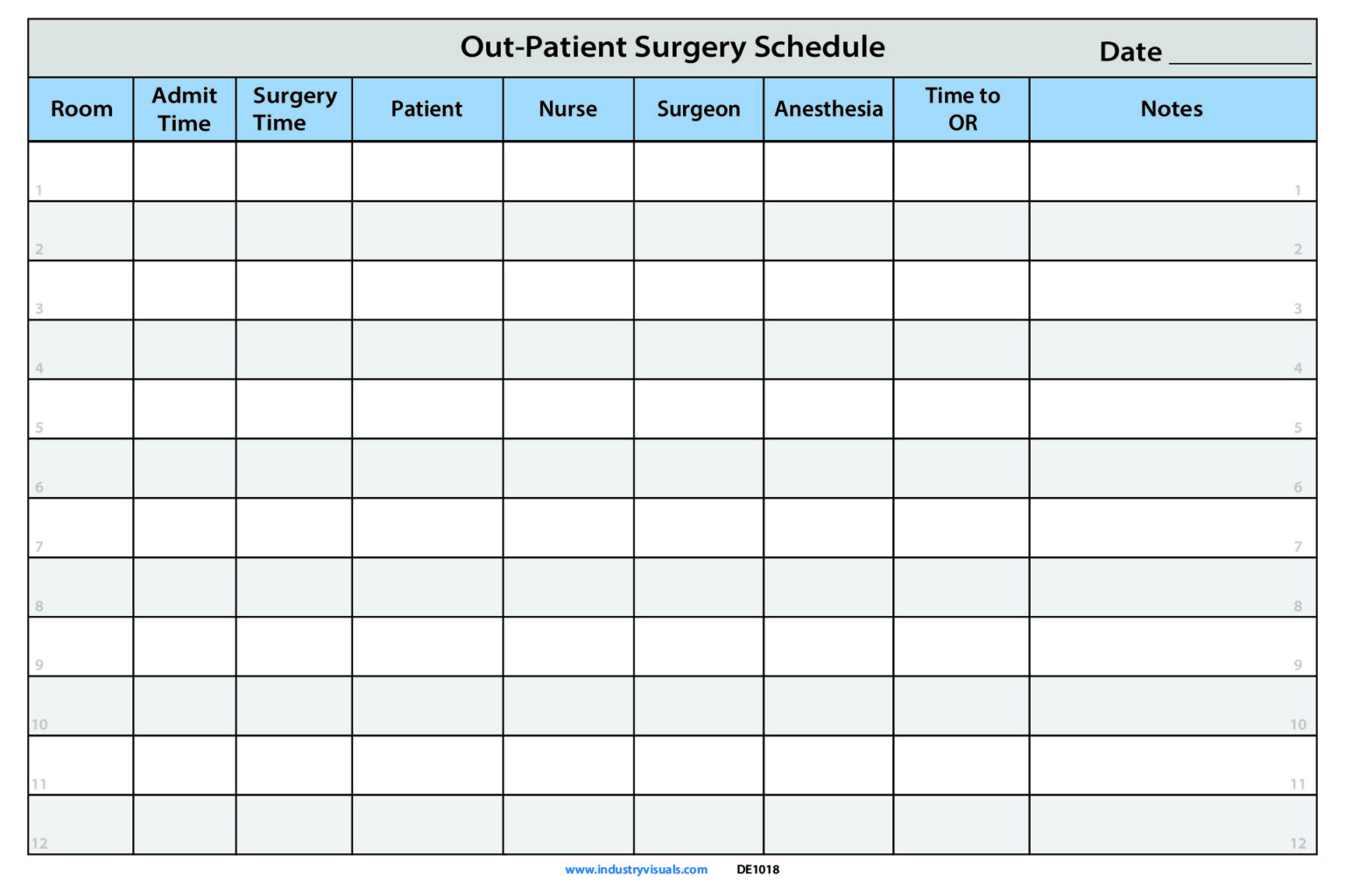 Out-Patient Surgery Schedule – Industry Visuals
