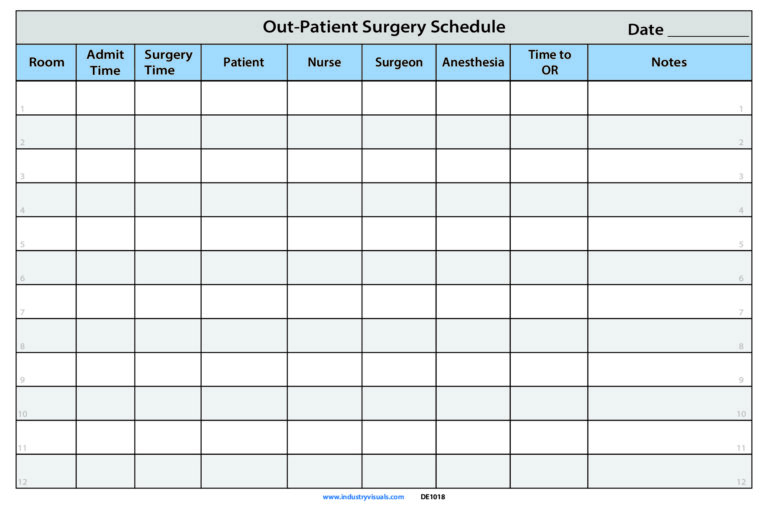 Out-Patient Surgery Schedule – Industry Visuals