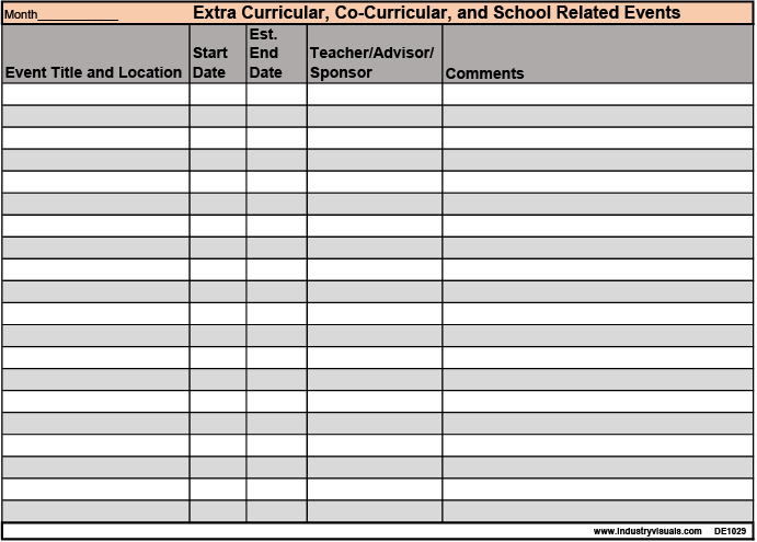 School Event List By Month Dry Erase Board Industry Visuals